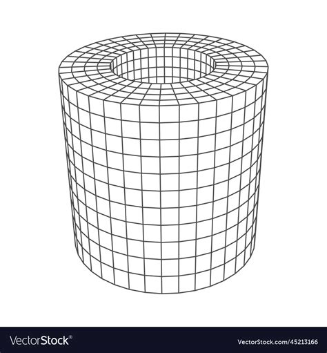 Cylinder Low Poly Geometric Shape Lattice Grid Vector Image