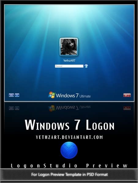 Windows 7 Style Login Screen Psd Layered Template Free Psd In Photoshop Psd Psd File Format