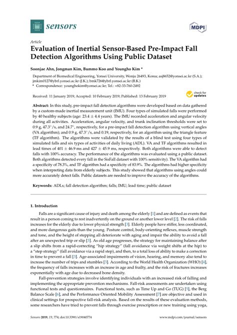 Pdf Evaluation Of Inertial Sensor Based Pre Impact Fall Detection