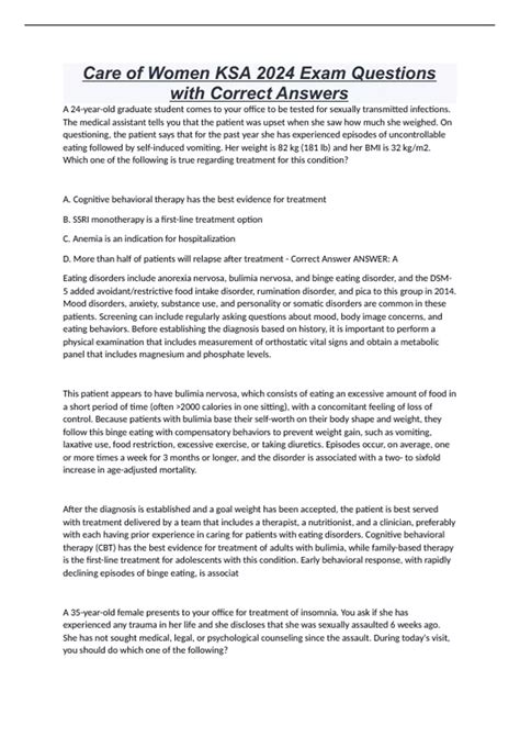 Care Of Women Ksa 2024 Exam Questions With Correct Answers Care Of