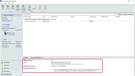 Azure Backup Server Cant Connect To Vmware Server Error Code 0x80990ef2 Sams It Blog