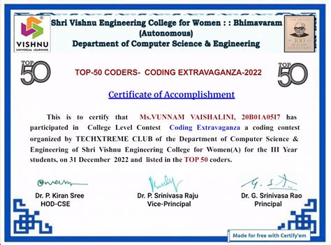 Vaishalini Vunnam On Linkedin Techxtreme Svecw Top50 Coding