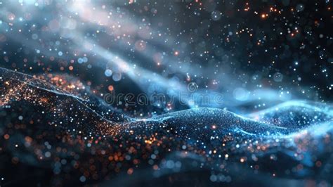Blue And Orange Glowing Particles Form An Abstract Background With A Wave Like Pattern Aig535
