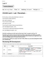 CS554 Lab06 Pdf 12 18 2019 Lab 6 Lab 6 Re Submit Assignment Due Nov