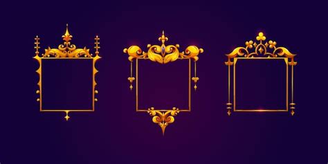 게임 사용자 인터페이스를 위한 로 골든 프레임 세트 무료 벡터