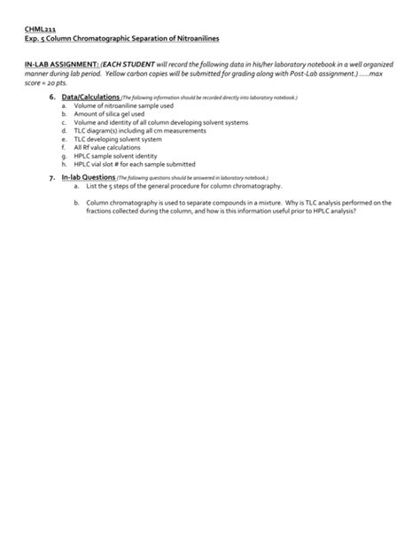 Nitroaniline Separation Column Chromatography Lab Assignment