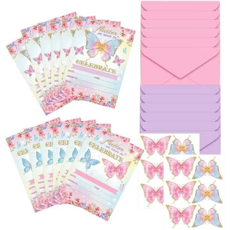 12 Cartes Dinvitation Papillon Cartes Dinvitation Anniversaire
