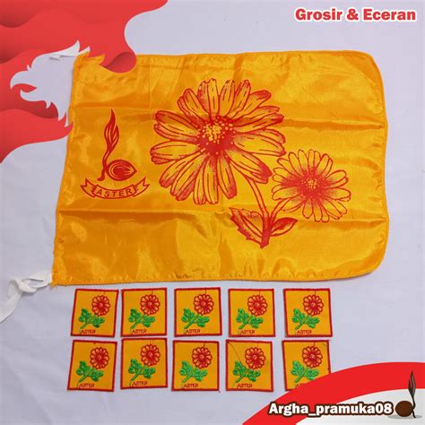 Tanda Regu Pramuka Putri Bunga Aster Paket Bed 10 Bendera 1 Pcs