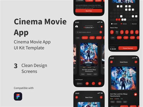 Cinema Movie App UI Kit Template Download Free Resource