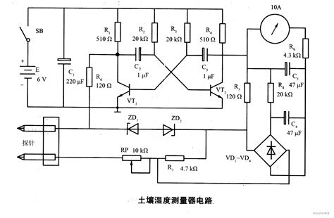 土壤湿度测量器电路原理图 专用测量 显示电路 维库电子市场网
