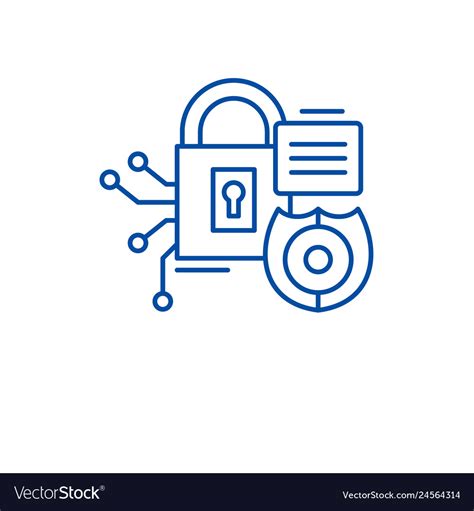 Security Framework Line Icon Concept Royalty Free Vector