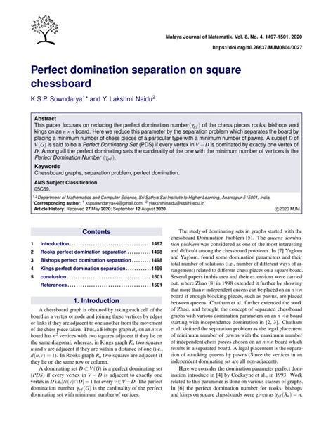 pdf perfect domination separation on square chessboard