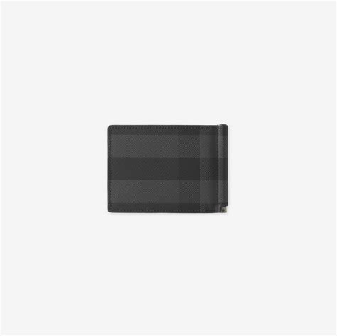 Check Money Clip Wallet In Charcoal Men Canvas Burberry® Official
