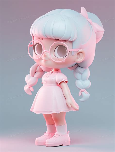 3d立体可爱的小女孩ip形象插画图片素材下载 格式 熊猫办公