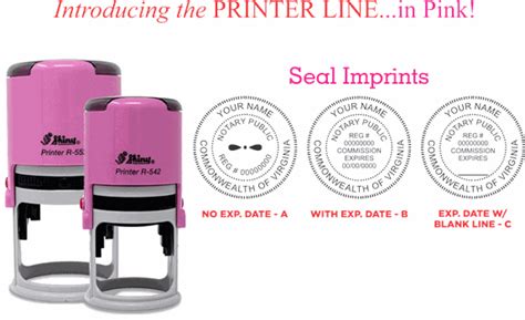 Virginia Notary Stamp Seal In Pink Case