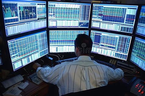 Analyzing Stock Market Data A Trader S Expertise With Multiple Screens Showing Charts And