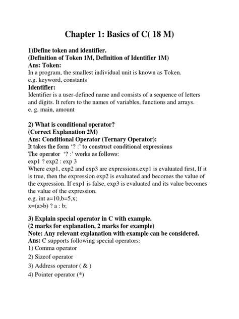 Chapter 1 Basics Of C 18 M Pdf Identifier C Programming Language