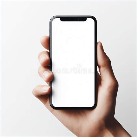 Hand Holding Smart Phone With White Blank Mockup Stock Vector Illustration Of Gadget Smart