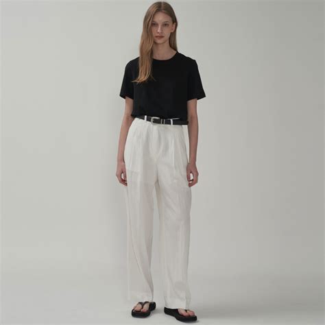 썸머 핀턱 와이드 팬츠 화이트 모트 Mott