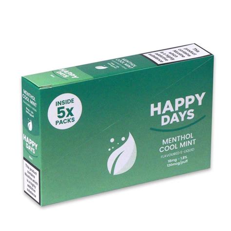 Happy Days Menthol Cool Mint E Liquid 18mg Buy Online Bull Brand
