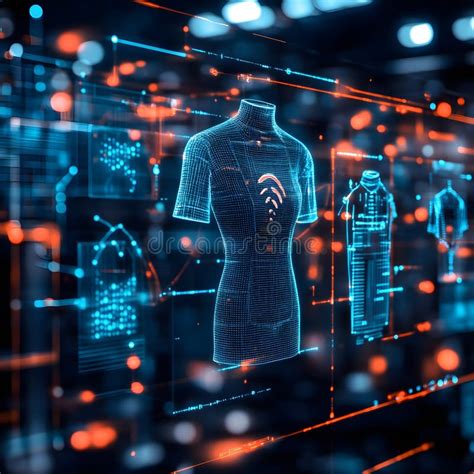 Digital Female Torso Model With Glowing Blue And Orange Data Streams