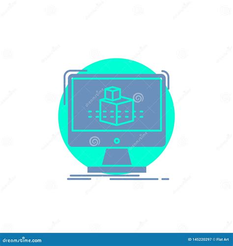 3d Cube Dimensional Modelling Sketch Glyph Icon Stock Vector Illustration Of Design