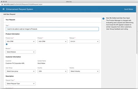 Enhancement Request System For Infor Crm Customer Fx