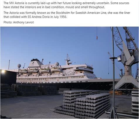 Mv Astoria Formerly The Mv Stockholm Is Laid Up Historical Content