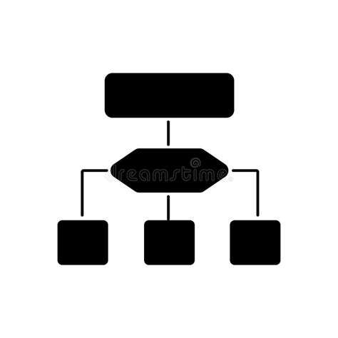 Black Flowchart For Team Connections And Structured Organization Stock Illustration
