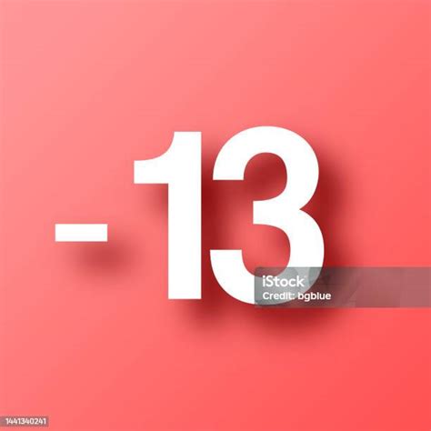 Ilustración De 13 Menos Trece Icono Sobre Fondo Rojo Con Sombra Y Más