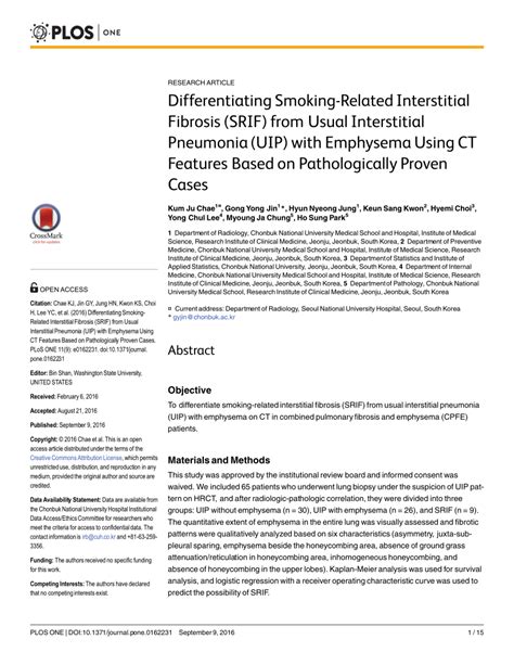 Pdf Differentiating Smoking Related Interstitial Fibrosis Srif From Usual Interstitial