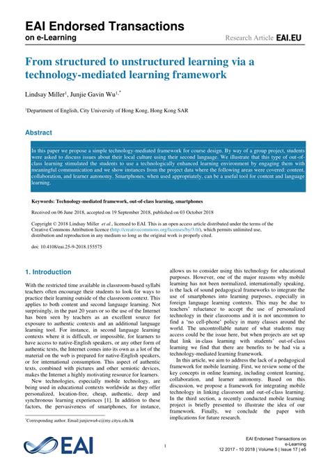 Pdf From Structured To Unstructured Learning Via A Technology Mediated Learning Framework
