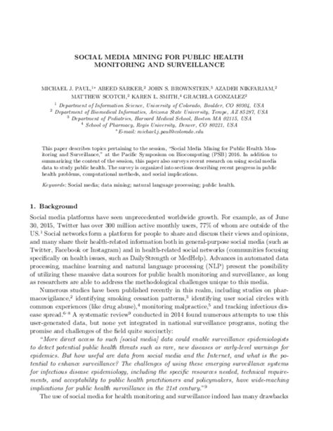 social media mining for public health monitoring and surveillance