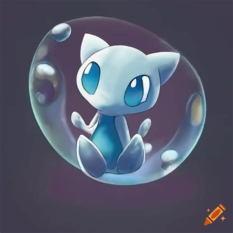Mew Pokemon Floating Inside A Bubble With Visible Paw Pads On Craiyon