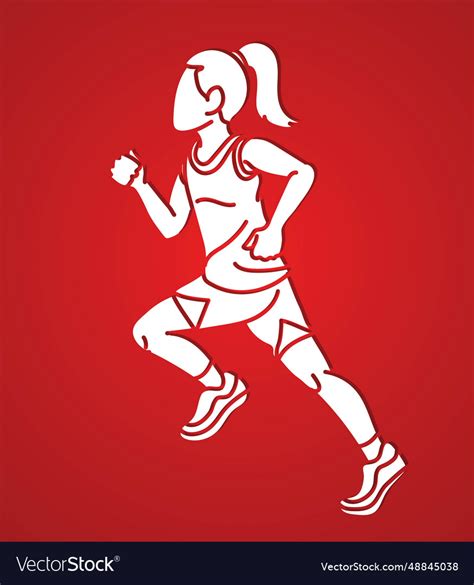 A Girl Start Running Action Sport Graphic Vector Image