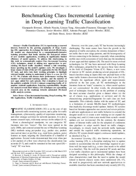 Pdf Benchmarking Class Incremental Learning In Deep Learning Traffic Classification