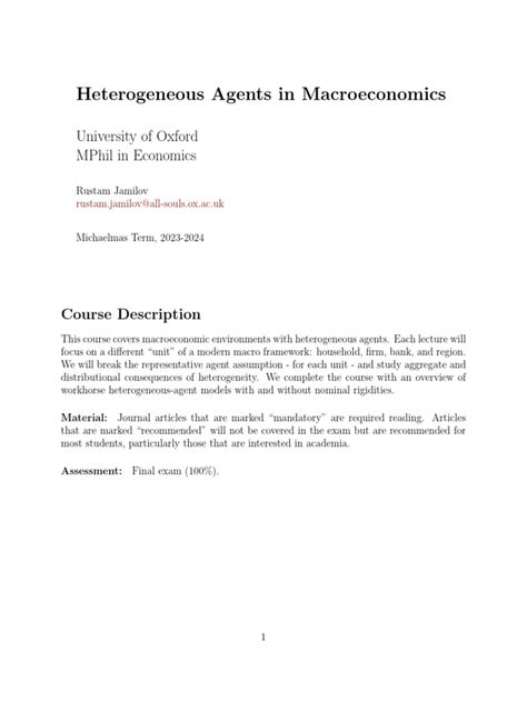 Syllabus Pdf Macroeconomics Economics