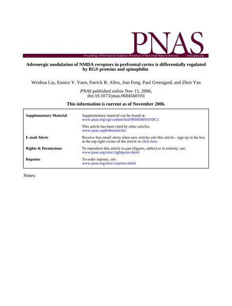 Pdf Adrenergic Modulation Of Nmda Receptors In Prefrontal Cortex Is