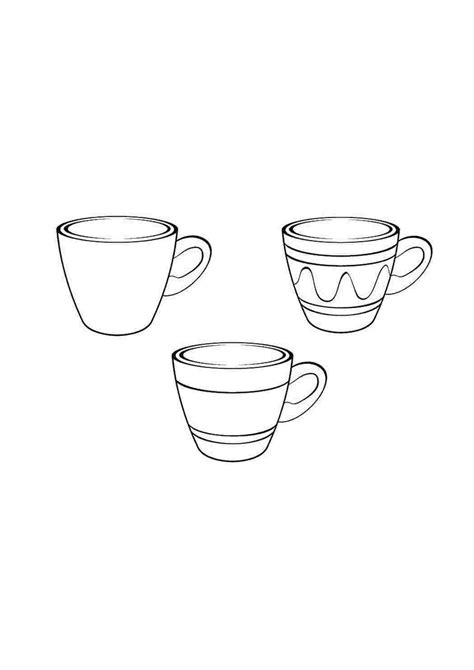 Раскраска чашки раскраски Раскраски посуды чашки тарелки вилки ложки