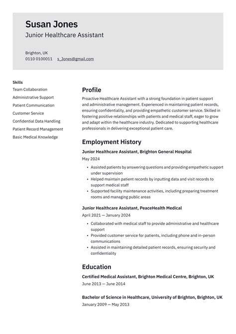 Healthcare Assistant CV Examples UK Templates Resume Io