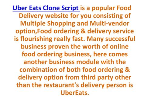Ppt Uber Eats Clone Uber Eats Script Dod It Solutions Powerpoint