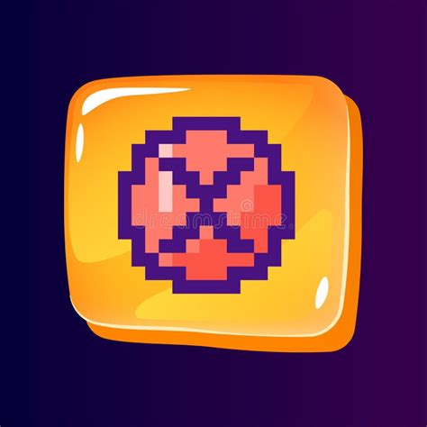 Multiplication Action Glossy Ui Button With Pixelated Color Icon Stock