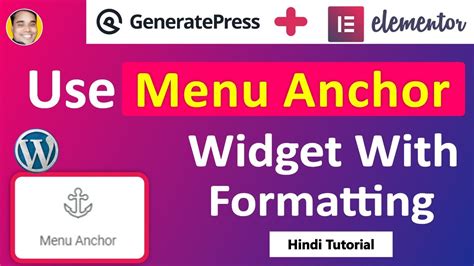 How To Use Wordpress Elementor Menu Anchor Widget In Hindi Youtube
