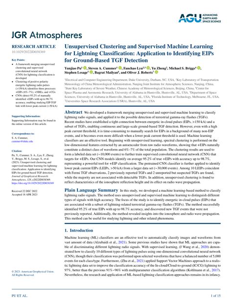 Unsupervised Clustering And Supervised Machine Learning For Lightning