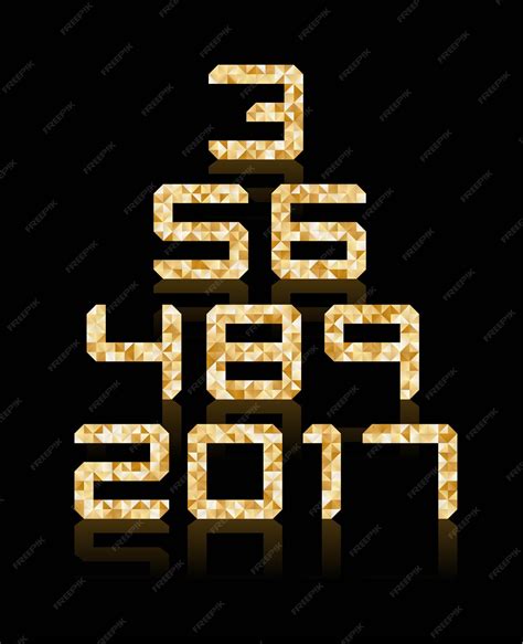 Premium Vector Golden Digits With Triangular Texture And Reflection