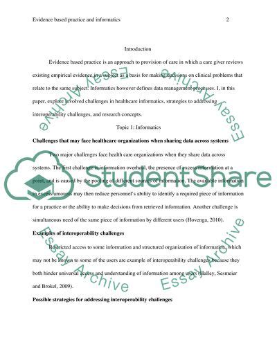 EBP And Informatics Essay Example Topics And Well Written Essays 750 Words