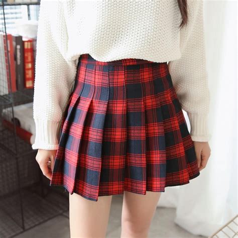 Plaid Pleated Skirt Outfit Sexy Plaid School Girl Mini Skirt Velro