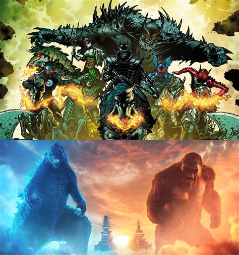 Godzilla And Kong Vs Dark Knights By Mnstrfrc On Deviantart