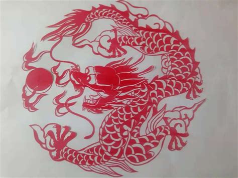 孙美贵 剪纸作品 龙 石雀故事