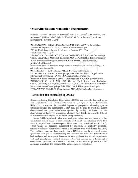 Pdf Observing System Simulation Experiments